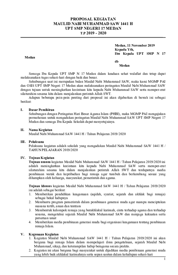 Doc Proposal Kegiatan Maulid Nabi Muhammad Saw 1441 H