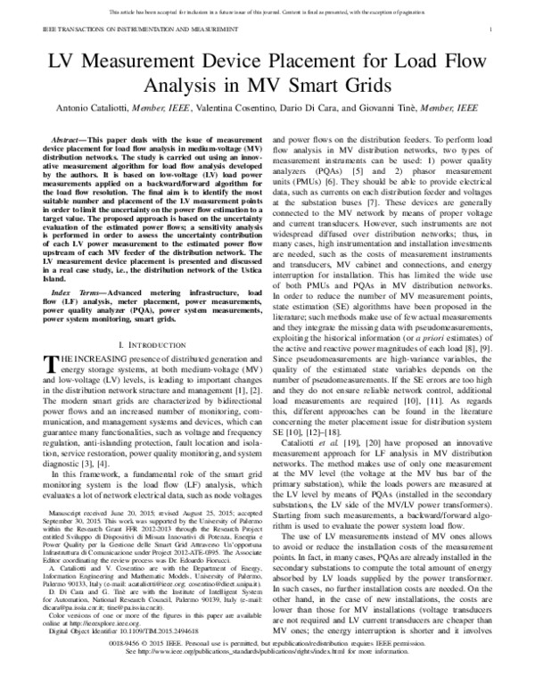 (PDF) LV Measurement Device Placement for Load Flow Analysis in MV ...