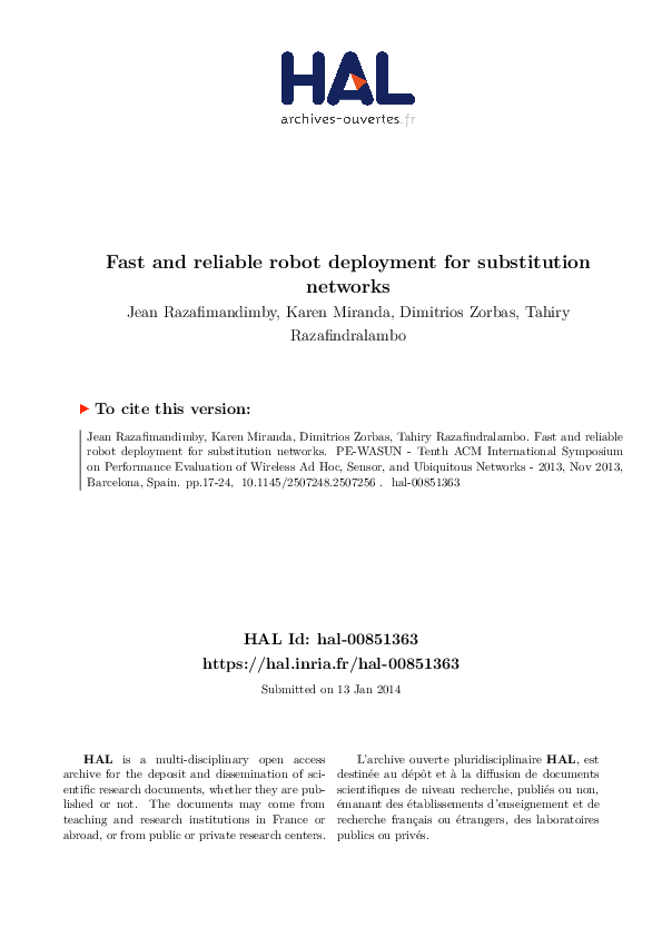 (PDF) Fast and reliable robot deployment for substitution networks