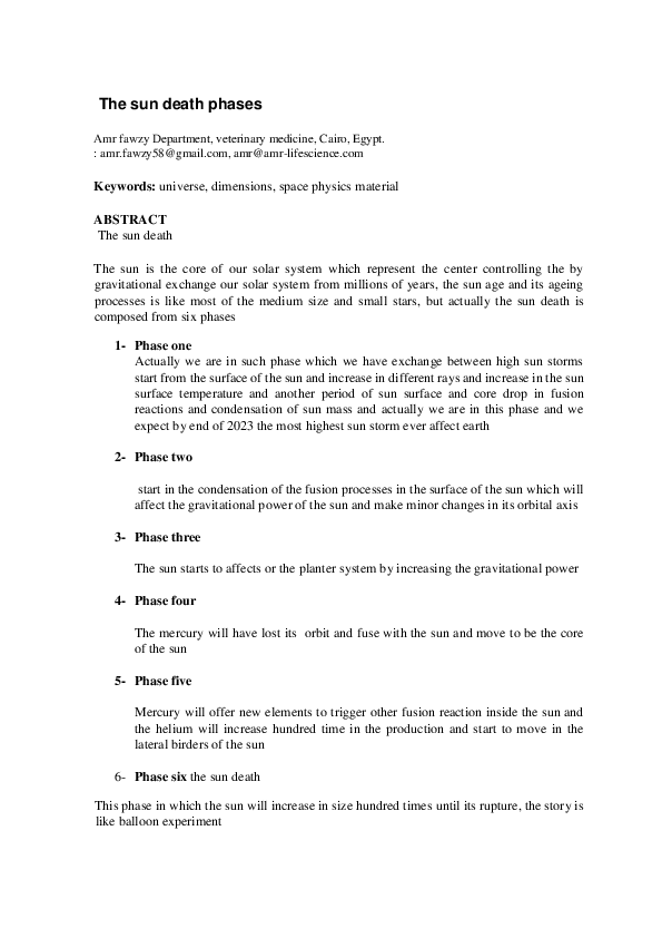 (PDF) The sun death phases