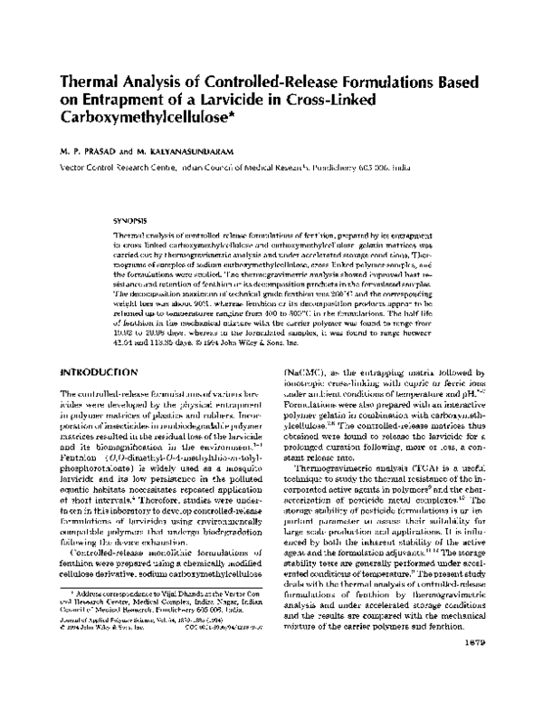 (PDF) Thermal analysis of controlled-release formulations based on ...