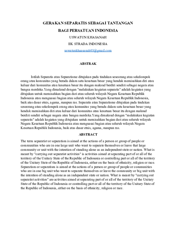 (DOC) GERAKAN SEPARATIS SEBAGAI TANTANGAN