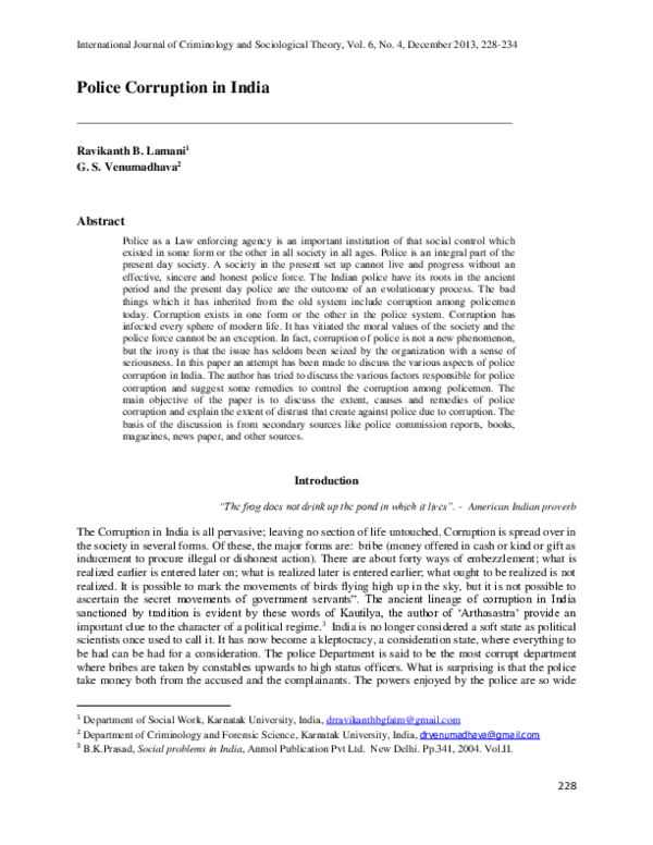 (PDF) Police Corruption in India