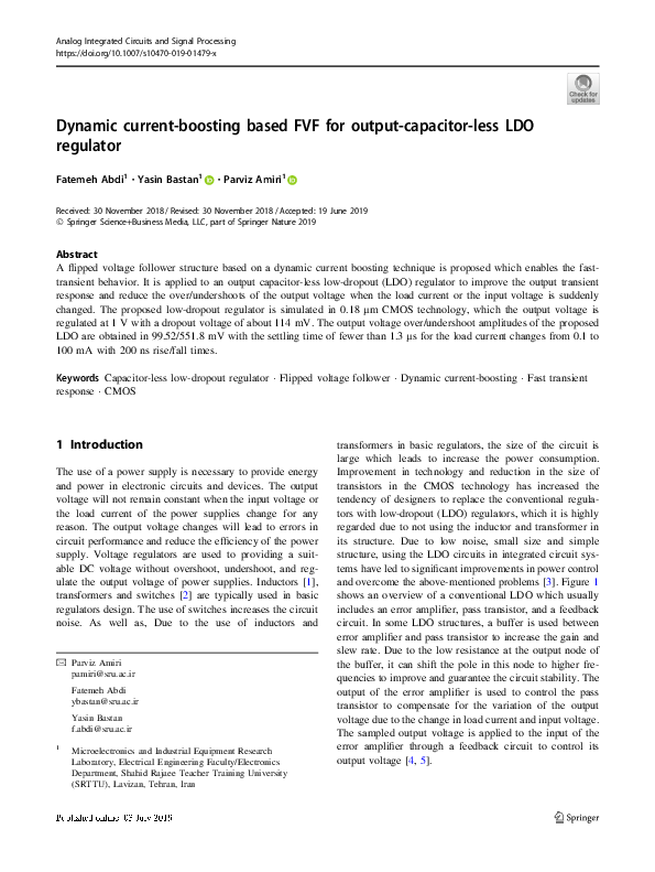 Pdf Dynamic Current Boosting Based Fvf For Output Capacitor Less Ldo 2266