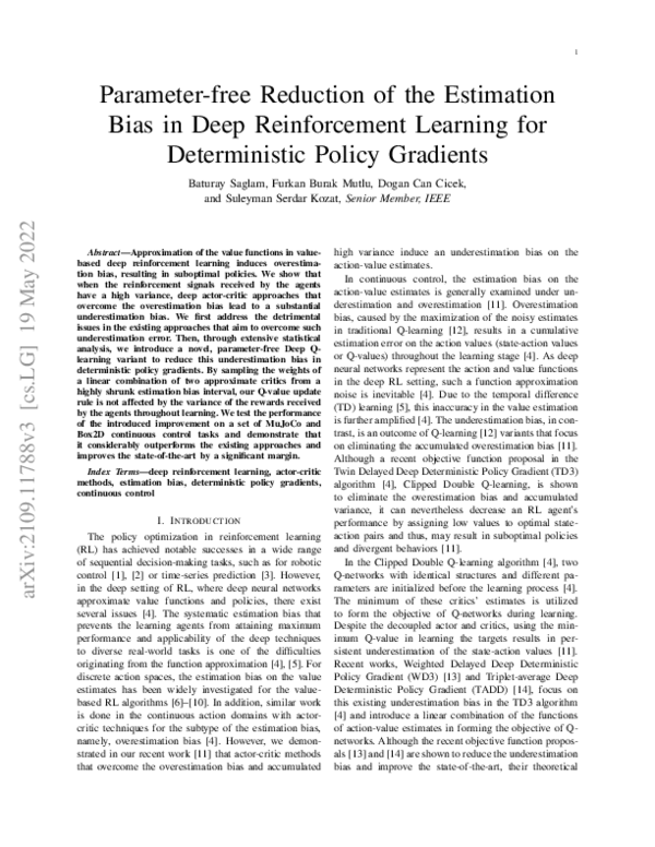 Pdf Parameter Free Reduction Of The Estimation Bias In Deep