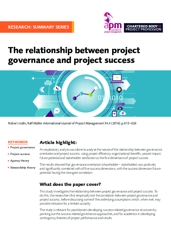 (PDF) The relationship between project governance and project success