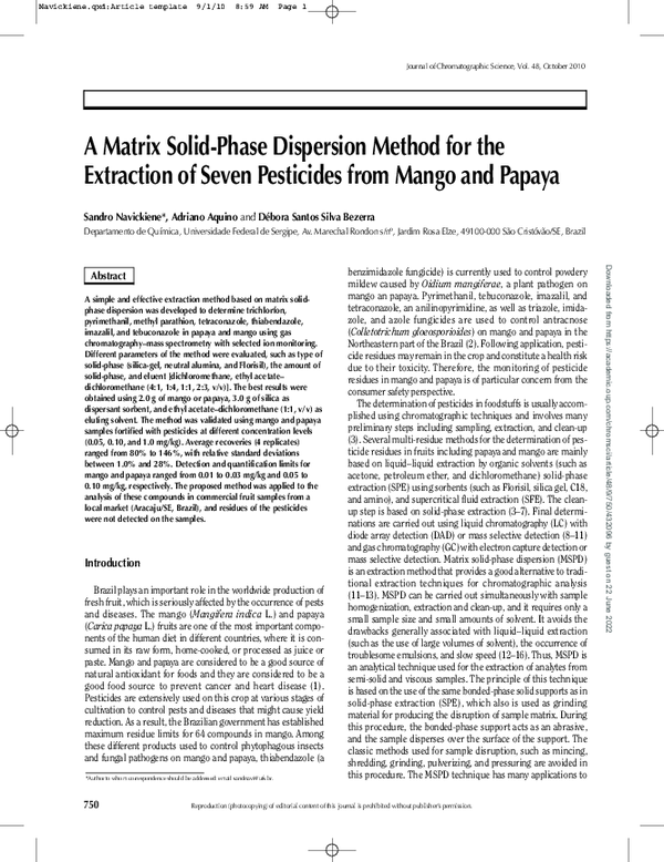 (PDF) A Matrix Solid-Phase Dispersion Method for the Extraction of ...