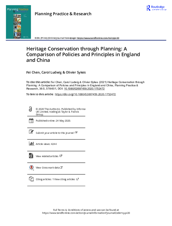 (PDF) Heritage Conservation through Planning: A Comparison of Policies ...
