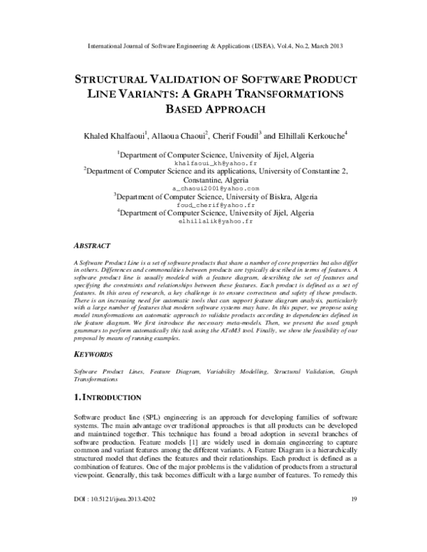 Pdf Structural Validation Of Software Product Line Variants A Graph Transformations Based