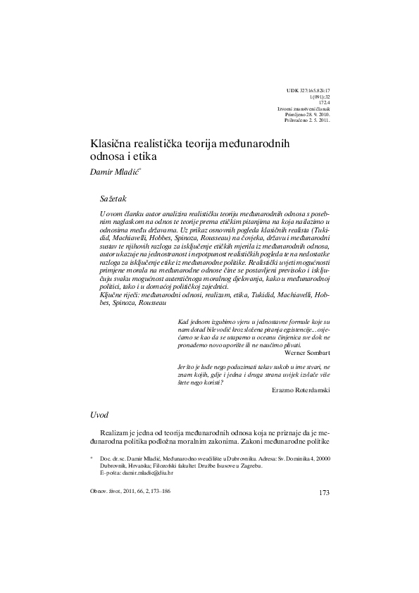 (PDF) Classical Realism in International Relations and Ethics