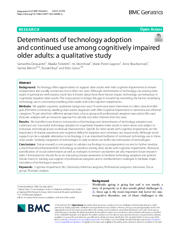 (PDF) Determinants of technology adoption and continued use among ...