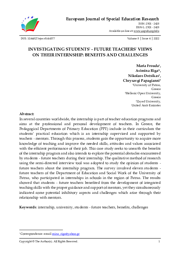 (PDF) Investigating Students' - Future Teachers' Views on Their ...
