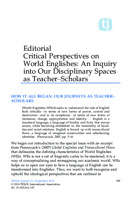 (PDF) Critical Perspectives on World Englishes: An Inquiry into Our ...