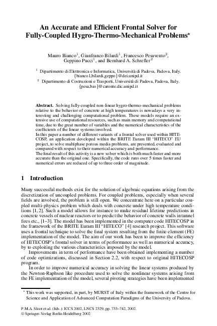 (PDF) An Accurate and Efficient Frontal Solver for Fully-Coupled Hygro-Thermo-Mechanical Problems