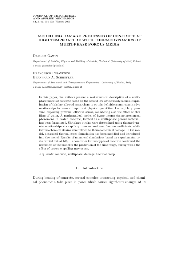 (PDF) Modelling damage processes of concrete at high temperature with ...