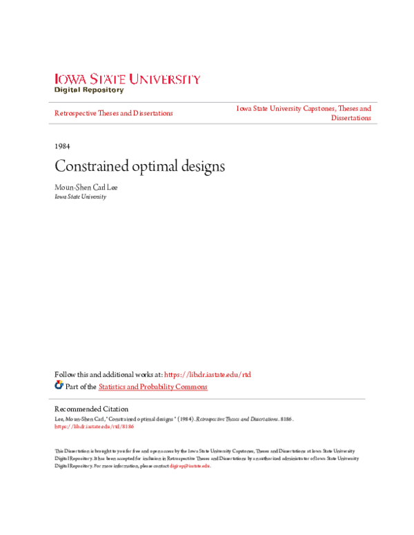 (PDF) Constrained optimal designs