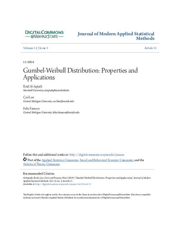 Pdf Gumbel Weibull Distribution Properties And Applications