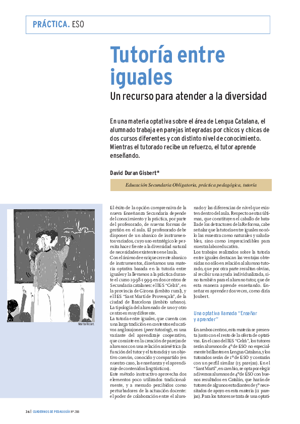 (PDF) Tutoría entre iguales : un recurso para atender a la diversidad