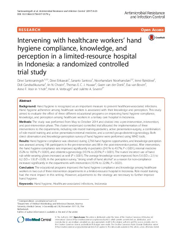 (PDF) Intervening with healthcare workers’ hand hygiene compliance ...