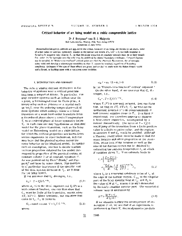 (PDF) Critical behavior of an Ising model on a cubic compressible lattice