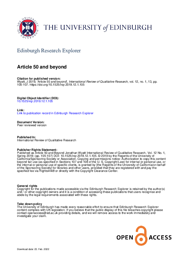 (PDF) Article 50 and Beyond