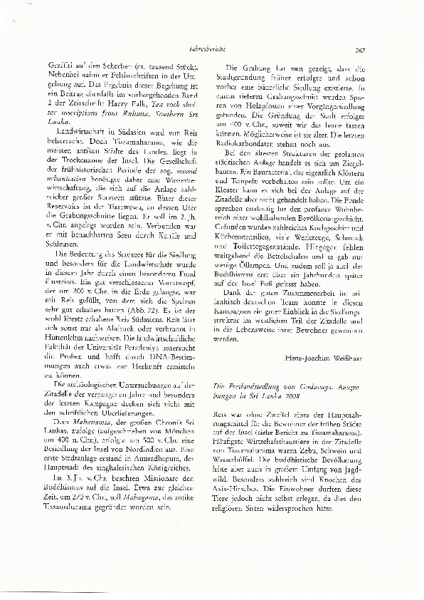 (PDF) Die Freilandsiedlung von Godavaya. Ausgrabungen in Sri Lanka 2008