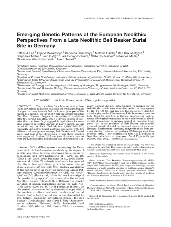 (PDF) Emerging genetic patterns of the european neolithic: Perspectives ...