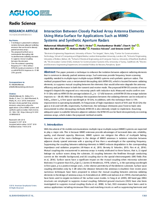 (PDF) Interaction Between Closely Packed Array Antenna Elements Using ...