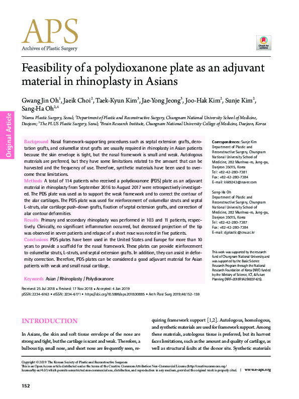 (PDF) Feasibility of a polydioxanone plate as an adjuvant material in ...