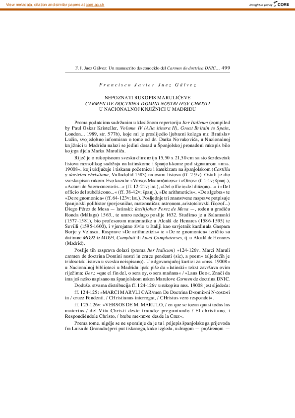 (PDF) Un Manuscrito Desconocido Del Carmen De Doctrina Domini Nostri ...