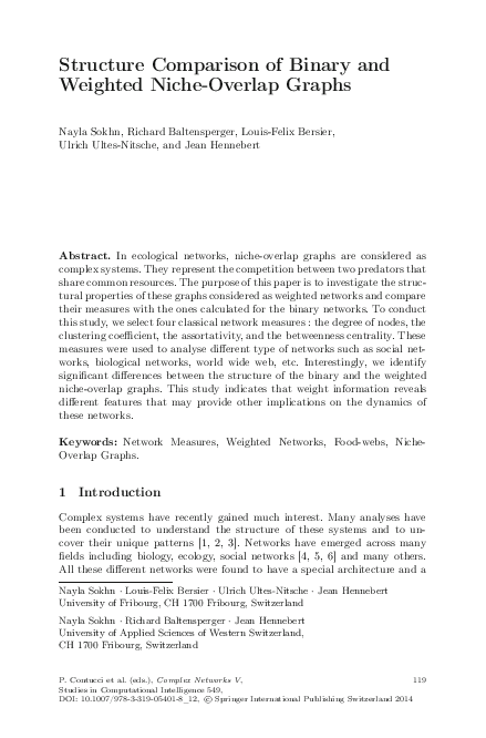 Pdf Structure Comparison Of Binary And Weighted Niche Overlap Graphs