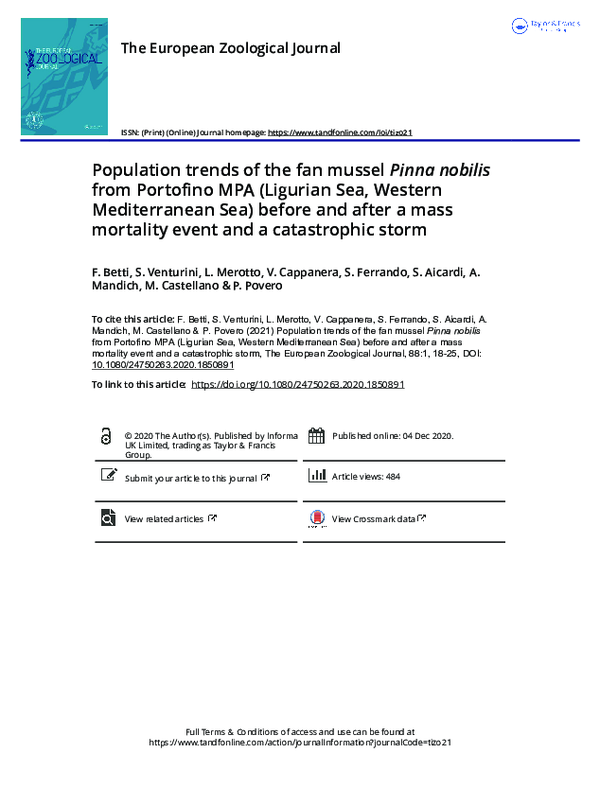 (PDF) Population trends of the fan mussel Pinna nobilis from Portofino ...
