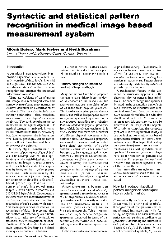 (PDF) Syntactic and Statistical Pattern Recognition in Medical Image ...