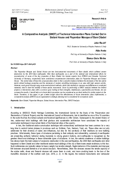 (PDF) A Comparative Analysis (SWOT) of Technical Intervention Plans Carried Out in Sistani House ...