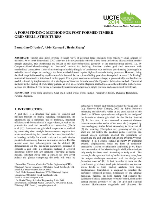 A Form Finding Method For Post Formed Timber Grid Shell Structures 8426