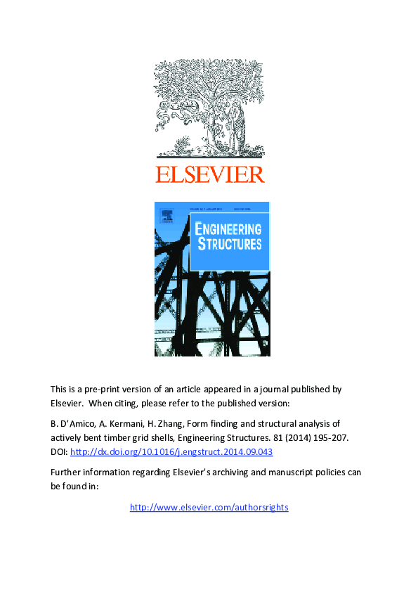 (PDF) Form finding and structural analysis of actively bent timber grid ...