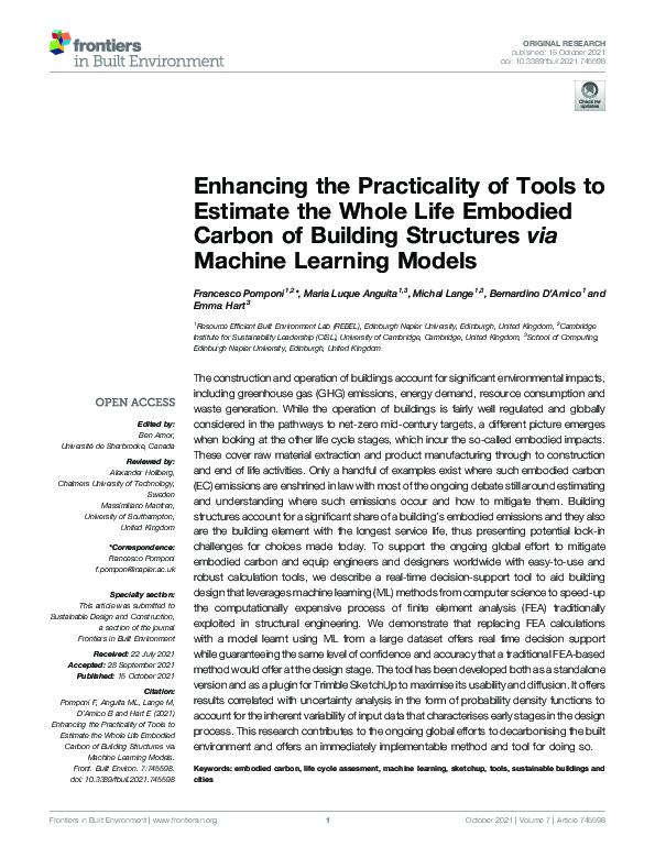 (PDF) Enhancing the Practicality of Tools to Estimate the Whole Life Embodied Carbon of Building ...