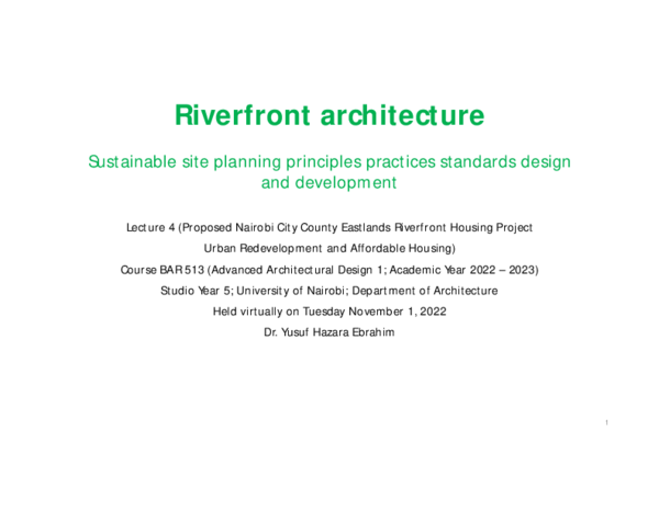(PDF) Riverfront architecture: Sustainable site planning principles ...
