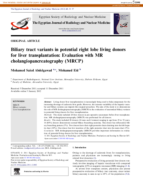 (PDF) Biliary tract variants in potential right lobe living donors for ...