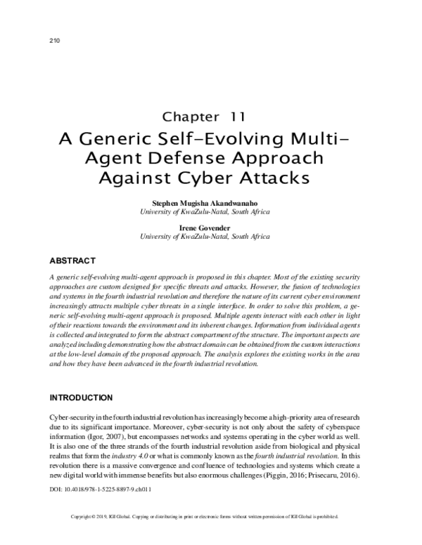 (PDF) A Generic Self-Evolving Multi-Agent Defense Approach Against Cyber Attacks
