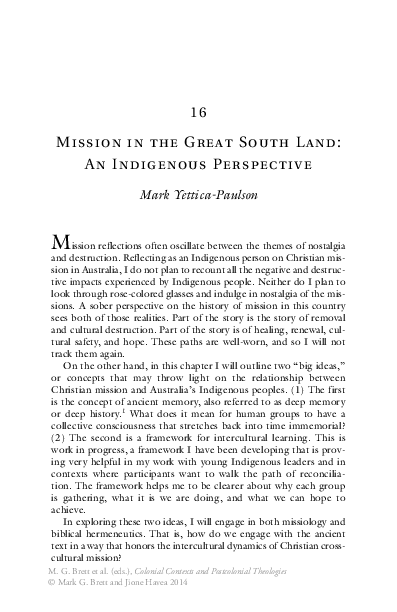 (PDF) Mission in the Great South Land: An Indigenous Perspective
