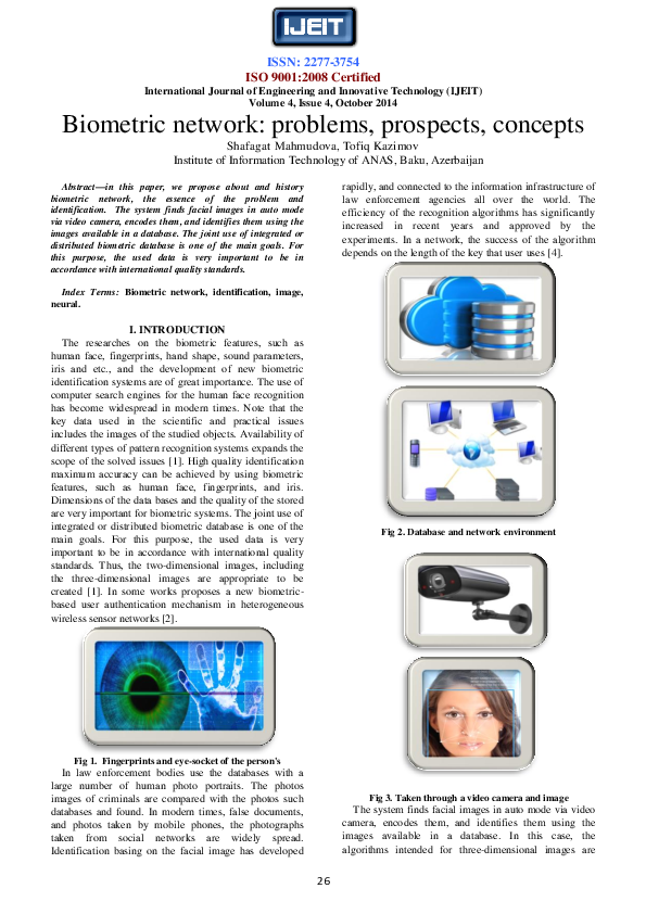 (PDF) Biometric network: problems, prospects, concepts