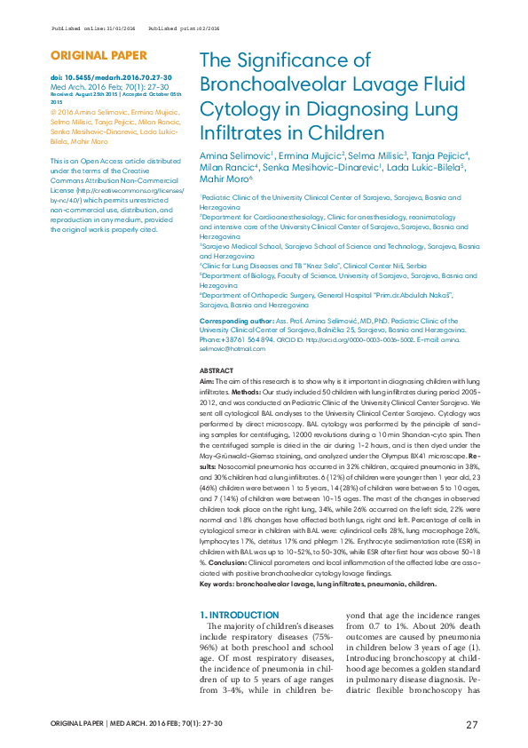 (PDF) The Significance of Bronchoalveolar Lavage Fluid Cytology in ...