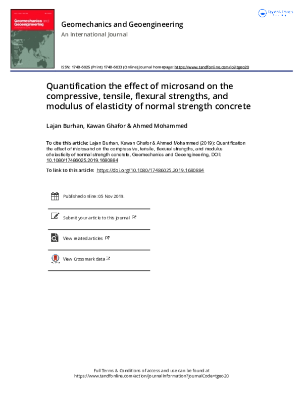 (PDF) Quantification the effect of microsand on the compressive, tensile, flexural strengths ...