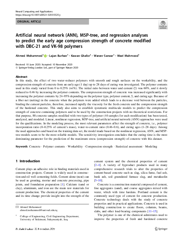 (PDF) Predicting Early Age Concrete Strength Using Polymers