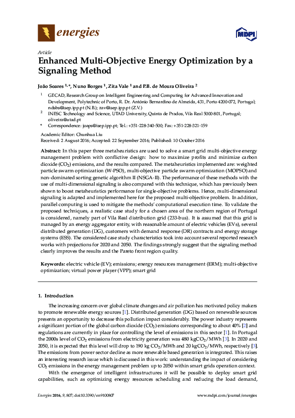 (PDF) Enhanced Multi-Objective Energy Optimization by a Signaling Method