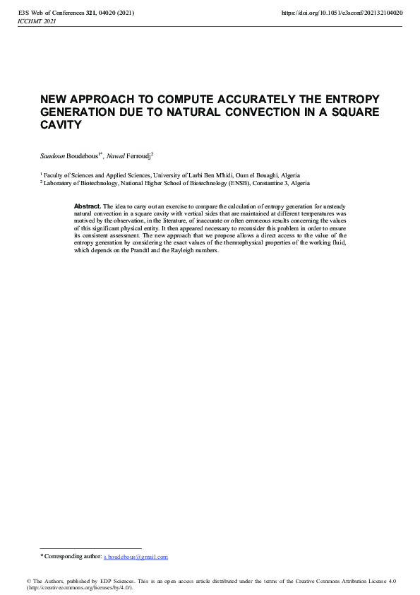 (PDF) New Approach to Compute Accurately the Entropy Generation Due to Natural Convection in a ...