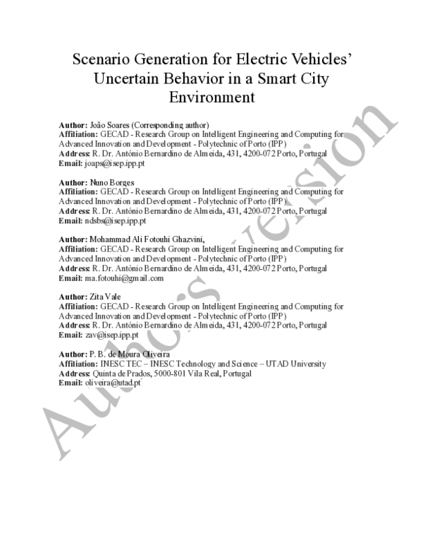 (PDF) Scenario generation for electric vehicles' uncertain behavior in a smart city environment ...
