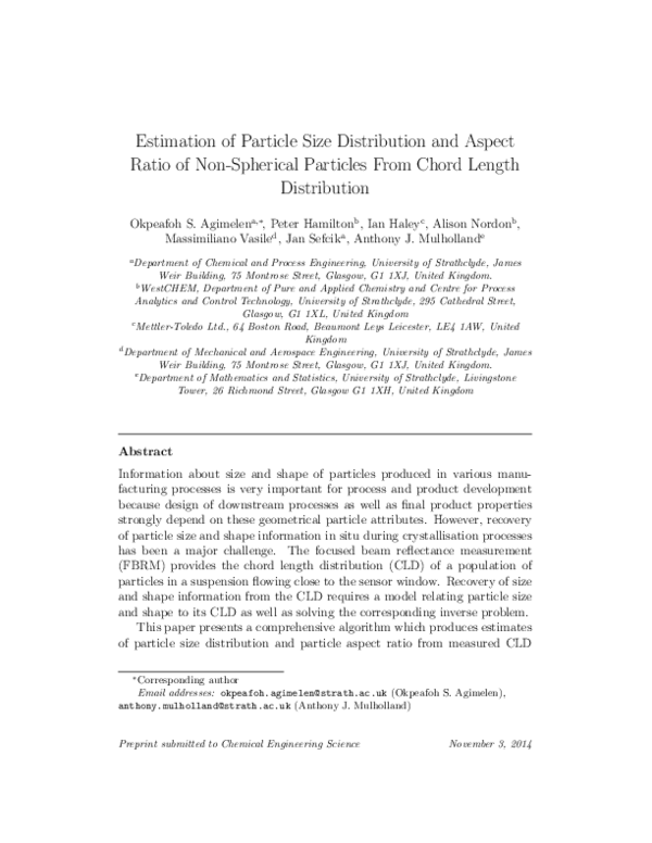 (PDF) Estimation of particle size distribution and aspect ratio of non-spherical particles from ...