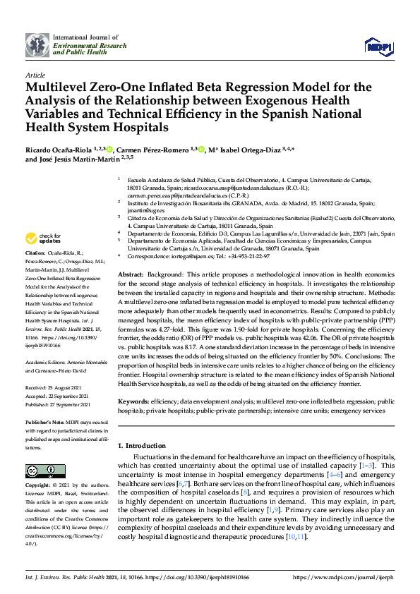 (PDF) Multilevel Zero-One Inflated Beta Regression Model for the ...